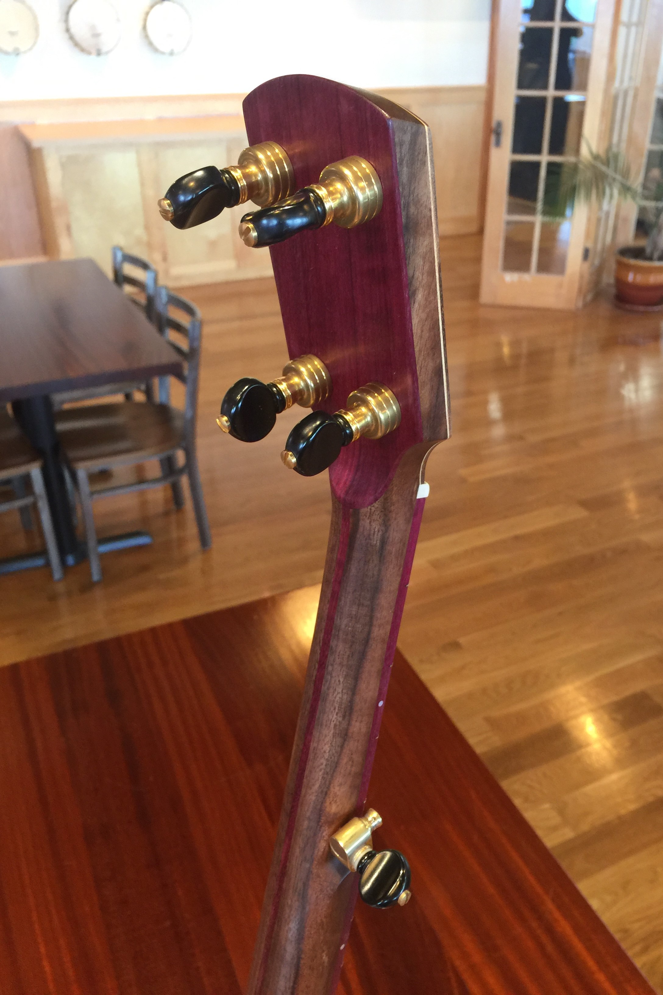 Banjo #015 – Curly Maple, Black Walnut, Purpleheart – Beartown Banjo